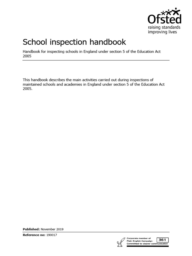 Ofsteds School Inspection Handbook | PDF