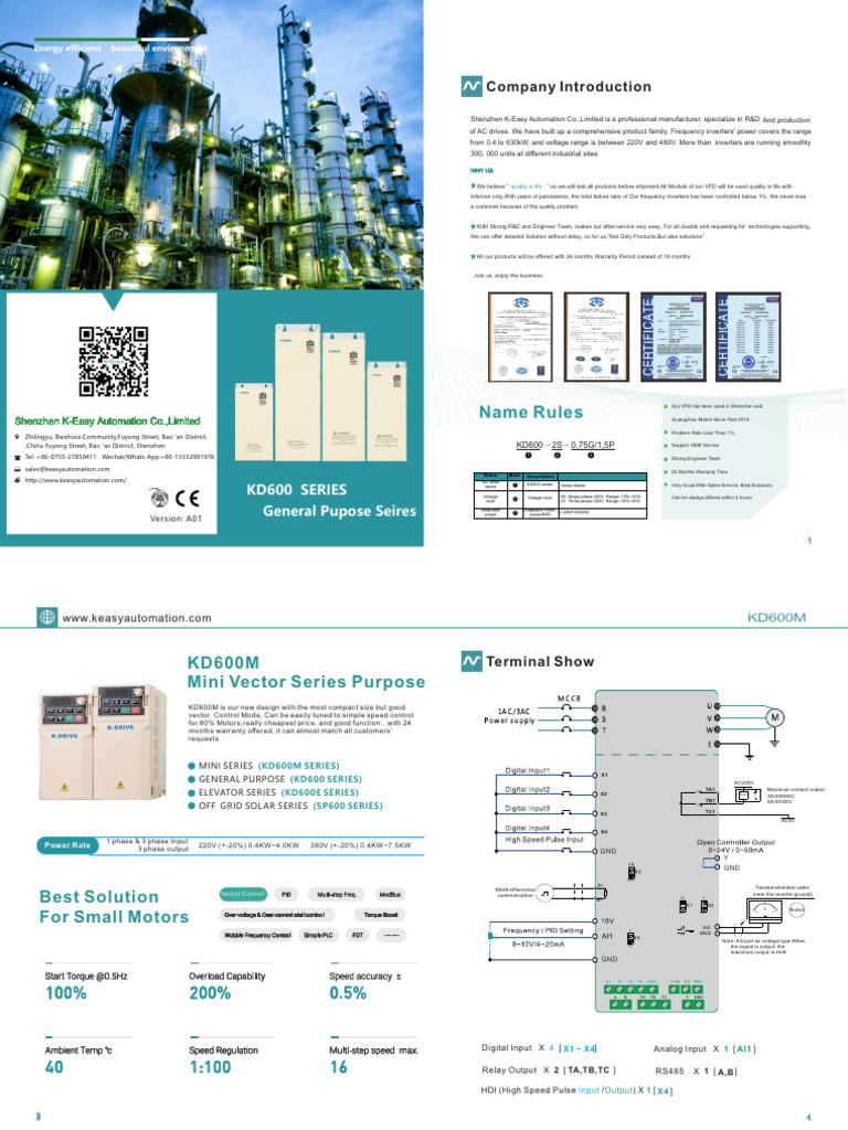 KD600 Series Inverter Overview | PDF | Power Inverter | Torque