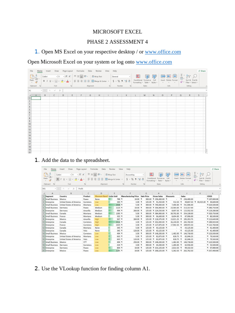 Naan Mudhalvan 3rd Semester Digital Skills Excel Phase 2 Assessment 4 | PDF