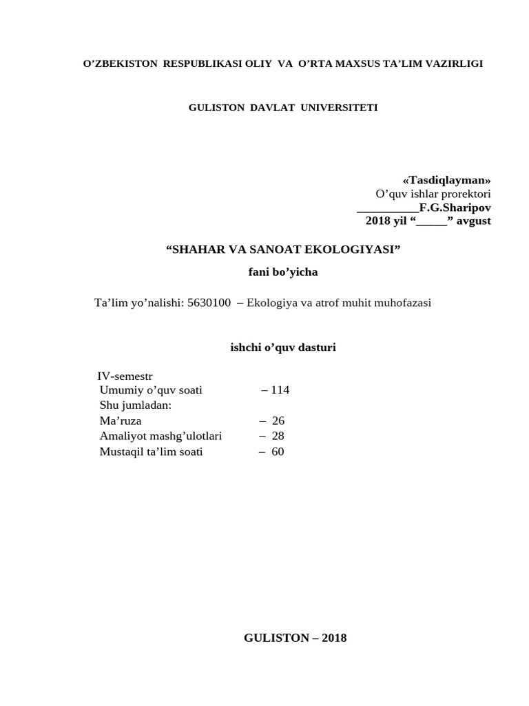 Portal.guldu.uz Sillabus | PDF