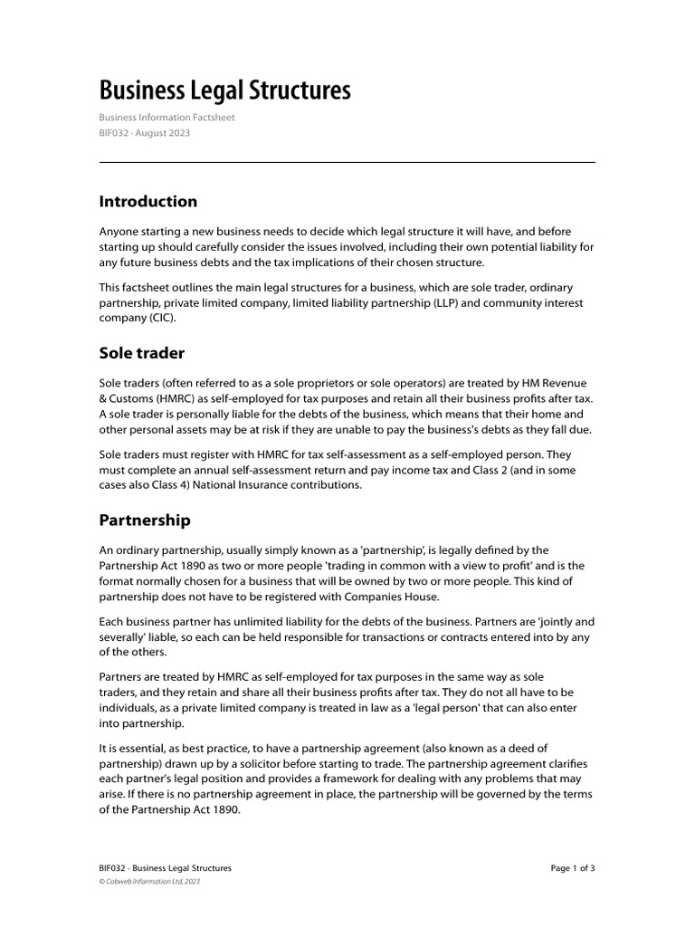 Business Legal Structures | PDF | Limited Liability Partnership ...