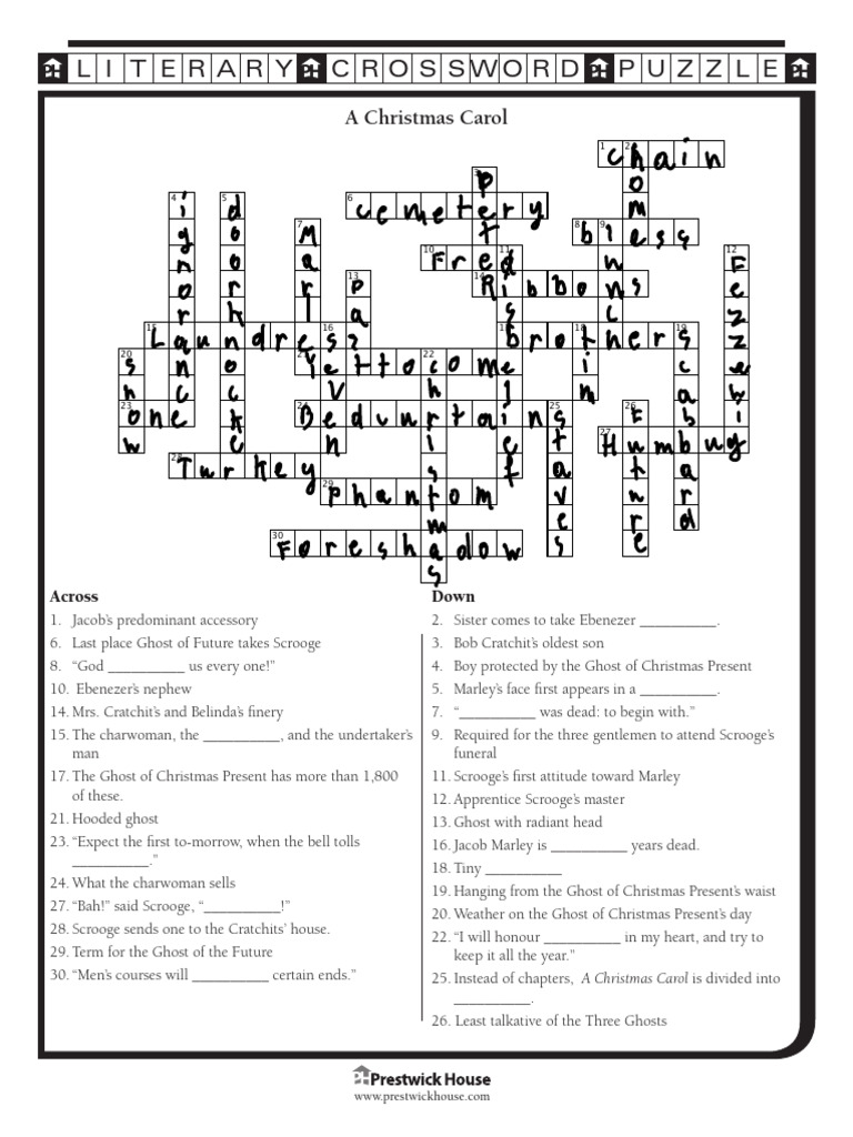 A Christmas Carol Crossword Puzzle | PDF | Ebenezer Scrooge | A ...