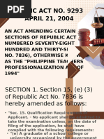 Republic Act No. 9293 | PDF | Teachers | Academic Degree