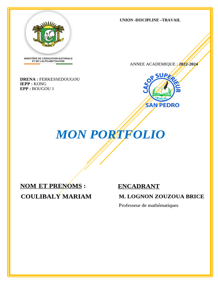 Portfolio de Formation de Mariam Coulibaly | PDF | Pédagogie | Enseignement