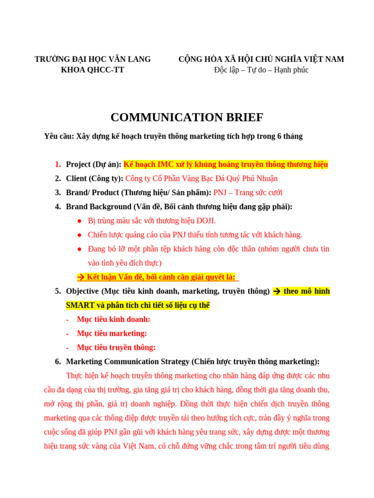 Communication Brief-Pnj | PDF