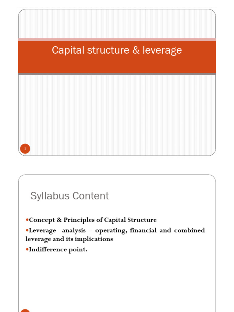 FM - UNIT 2 (Capital Structure Leverage) PPT - PDF | PDF | Capital Structure | Leverage (Finance)
