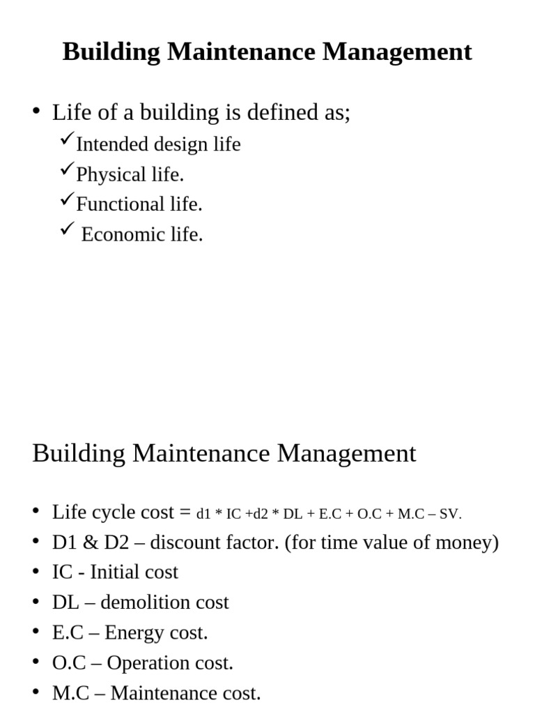 Building Maintenance Management Guide | PDF | Concrete | Roof