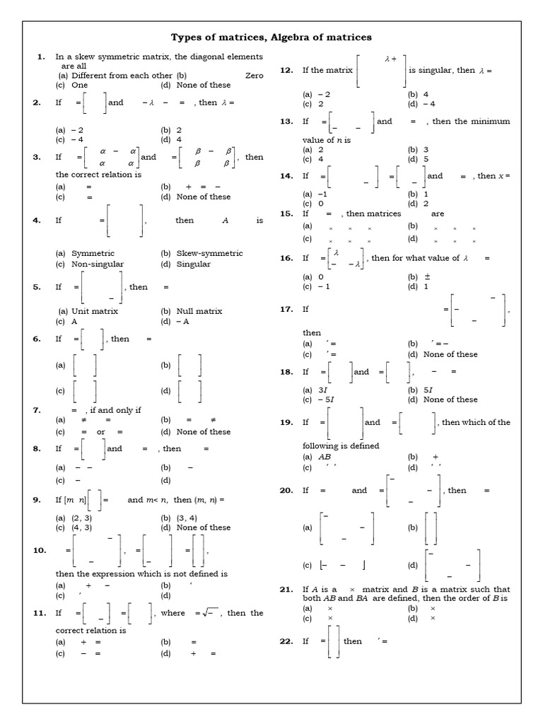 Understanding Types of Matrices | PDF | Mathematical Physics ...