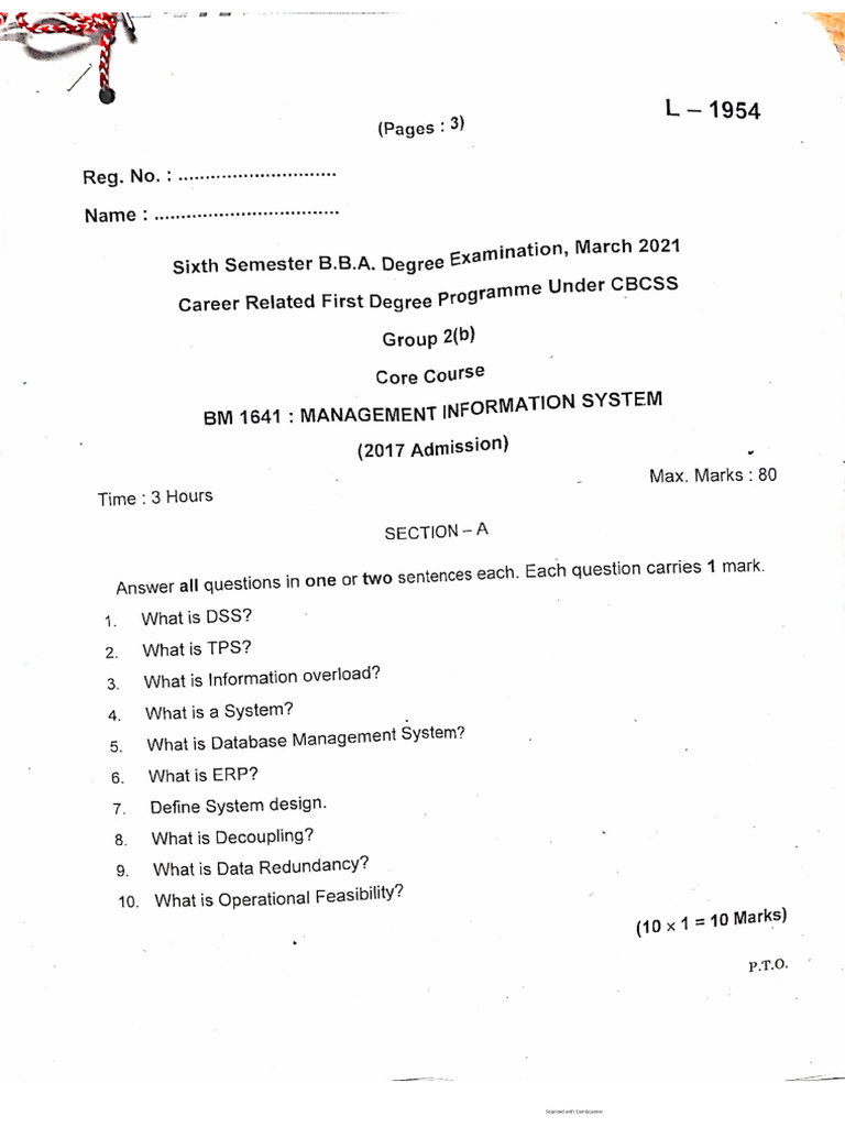 MIS Previous Question Papers | PDF