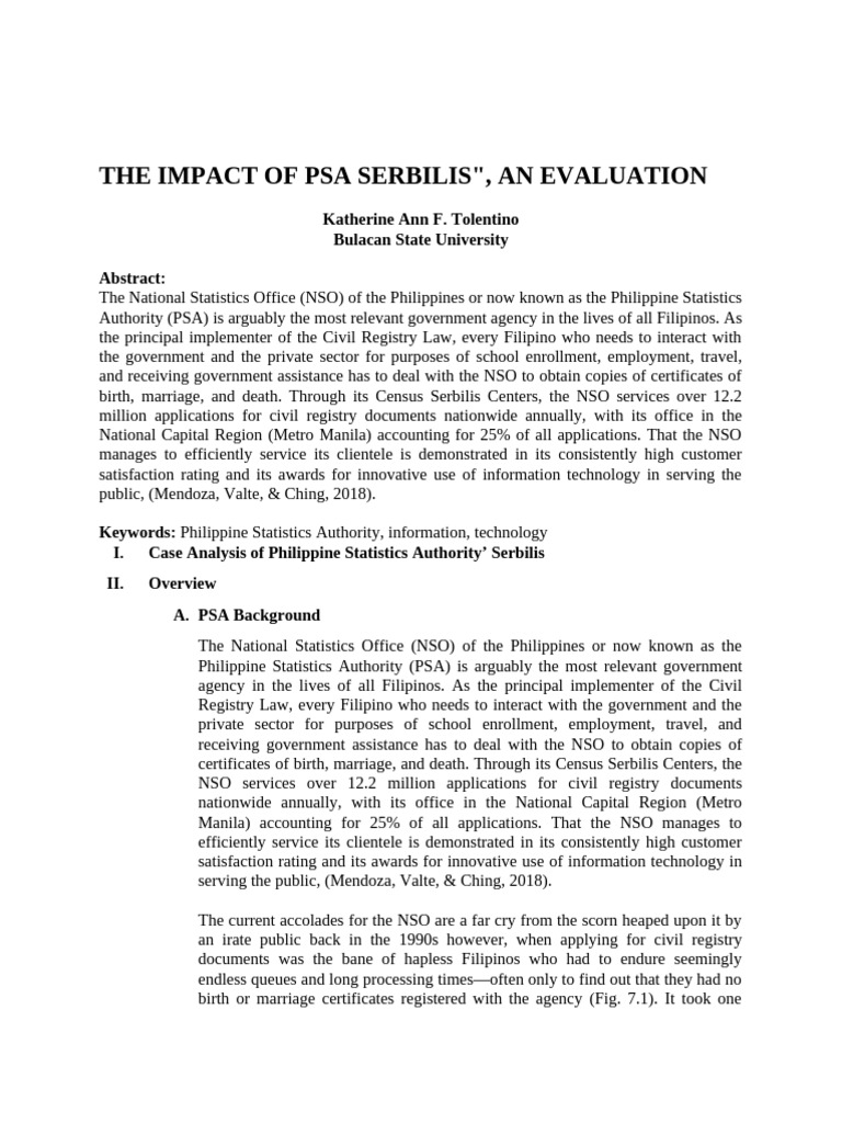 Impact of PSA Serbilis Evaluation | PDF | E Government