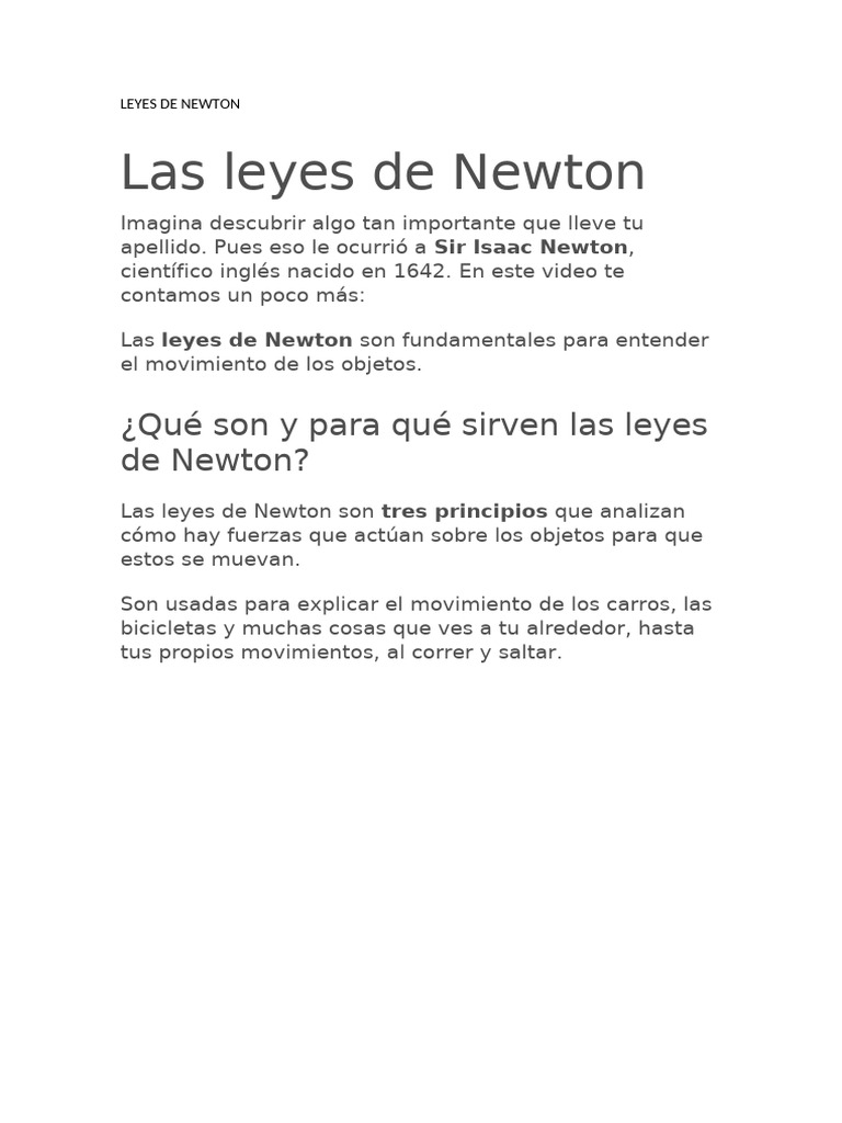 Leyes de Newton: Movimiento y Fuerzas | PDF | Fuerza | Las leyes del ...