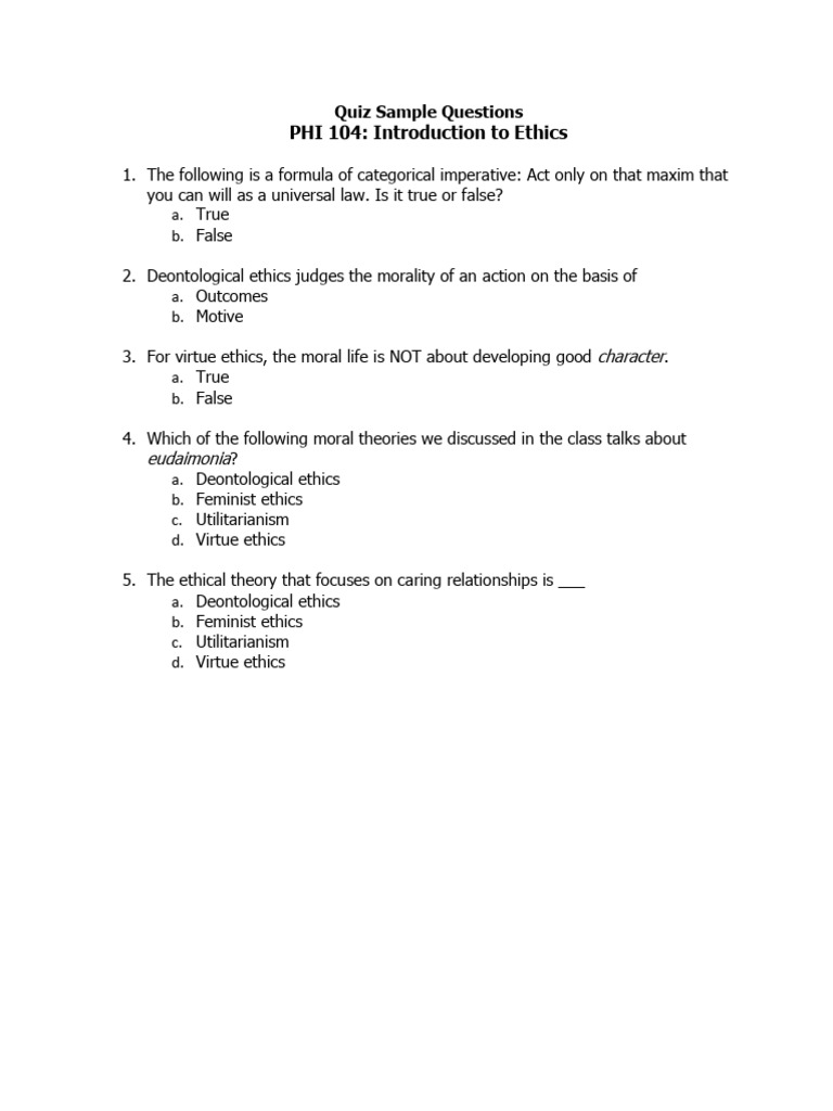 Sample Quiz Questions | PDF