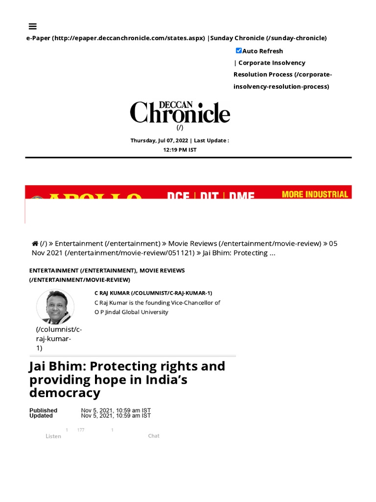 Jai Bhim - Protecting Rights and Providing Hope in India's Democracy | PDF | Police | Justice