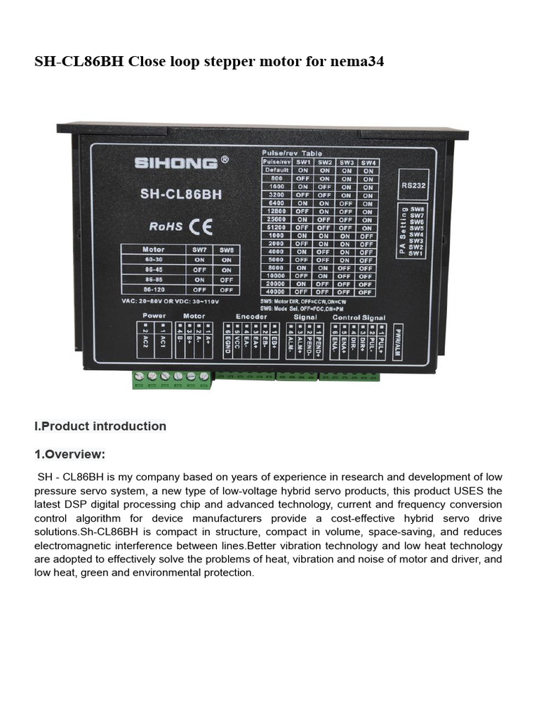 SH-CL86BH Close Loop Stepper Motor Driver | PDF | Electric Motor ...