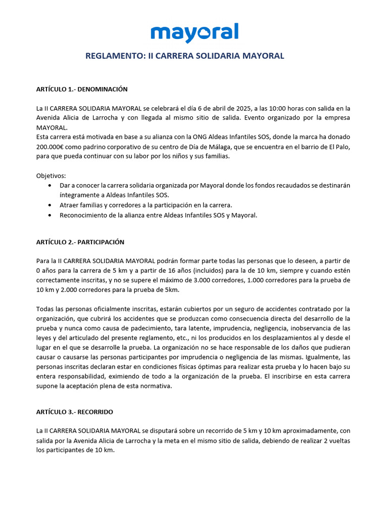 Reglamento II Carrera s. Mayoral 2025 | PDF | Regulación