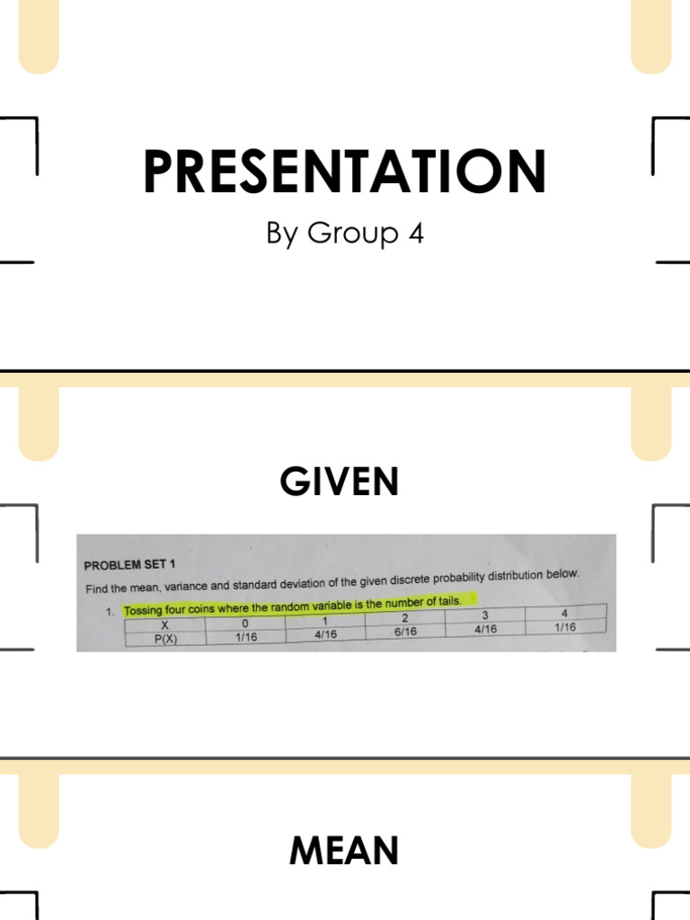 Statistics and Probability - Mean, Variance, Standard Deviation Solutions | PDF