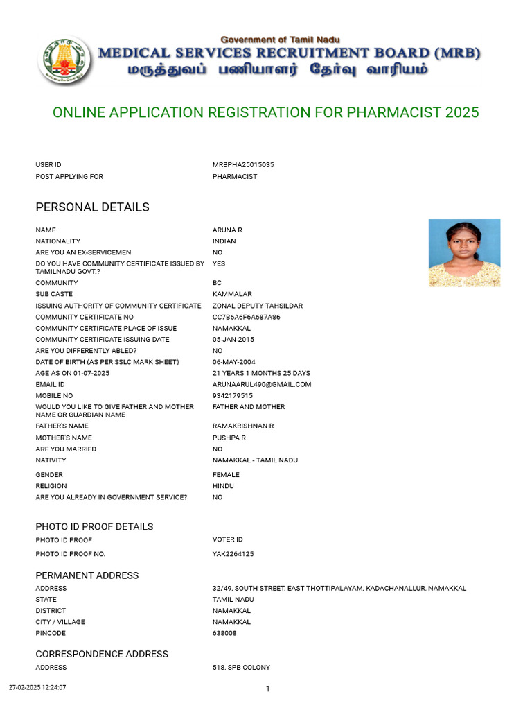 Pharmacist Application Registration 2025 | PDF