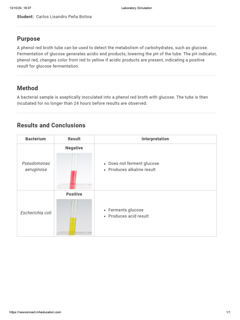 Phenol Red Broth Test | PDF