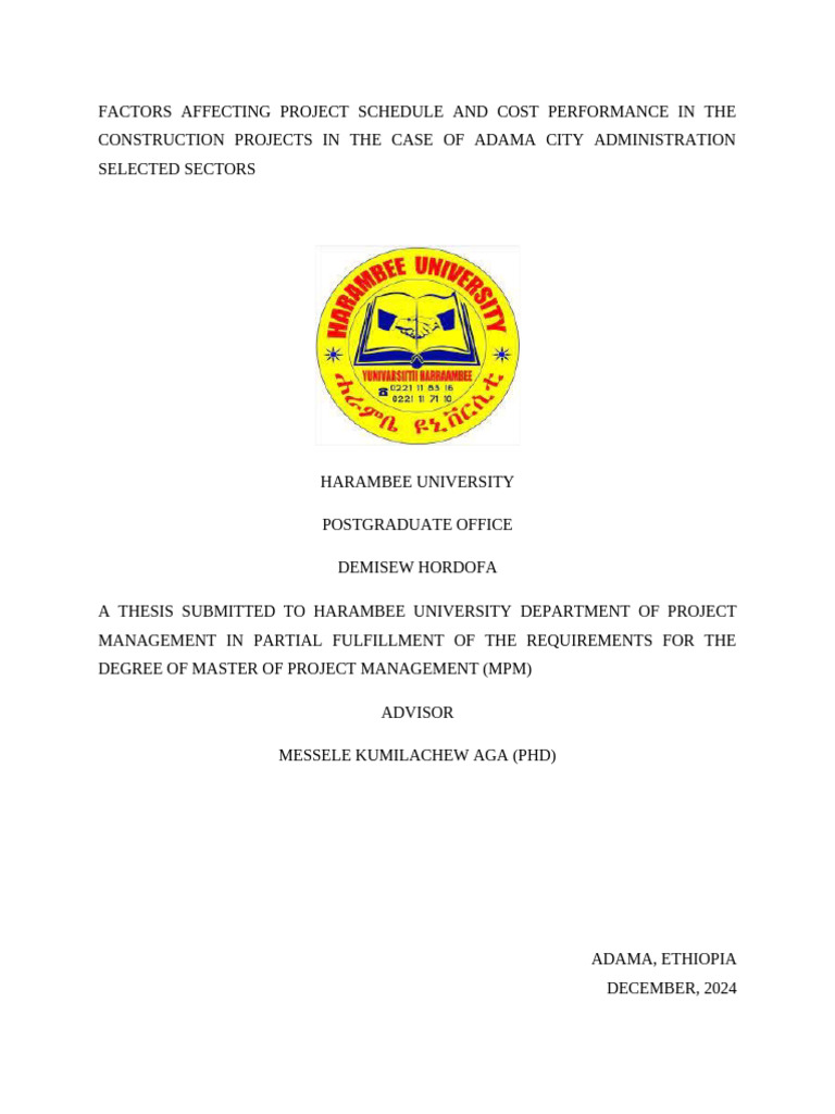 Demisew Hordofa_MPM_Thesis_ Corrected After Advisor Comment on Dec. 14, 2024 | PDF | Project ...