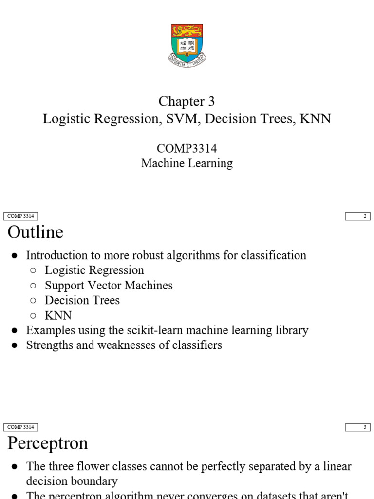 Comp3314 4. Regression Classification | PDF | Support Vector Machine | Logistic Regression