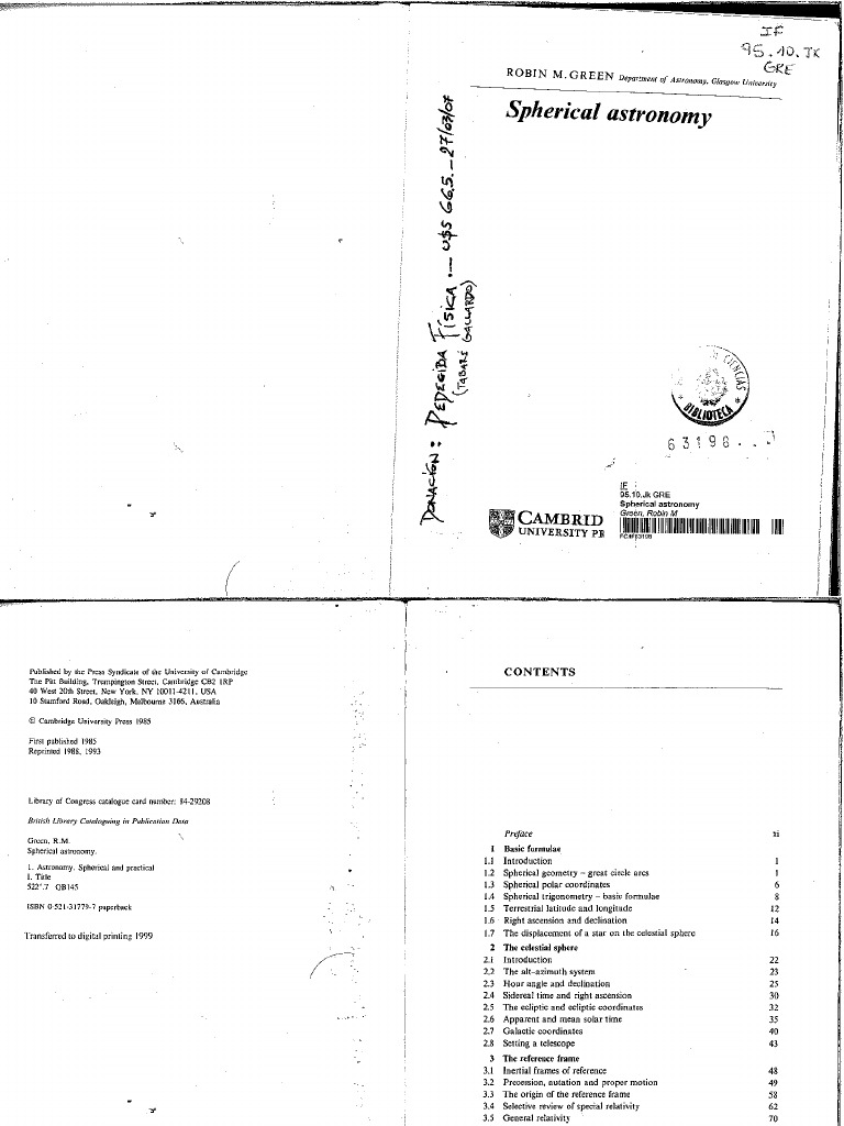 Spherical Astronomy Robin M Green Compress | PDF