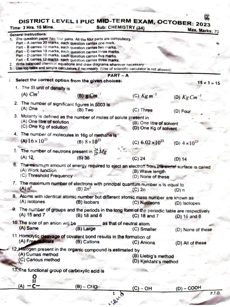 Chem Vijayanagar Pu1 | PDF