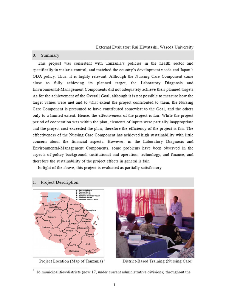 Tanzania Malaria Control Project Evaluation | PDF | Malaria | Survey ...