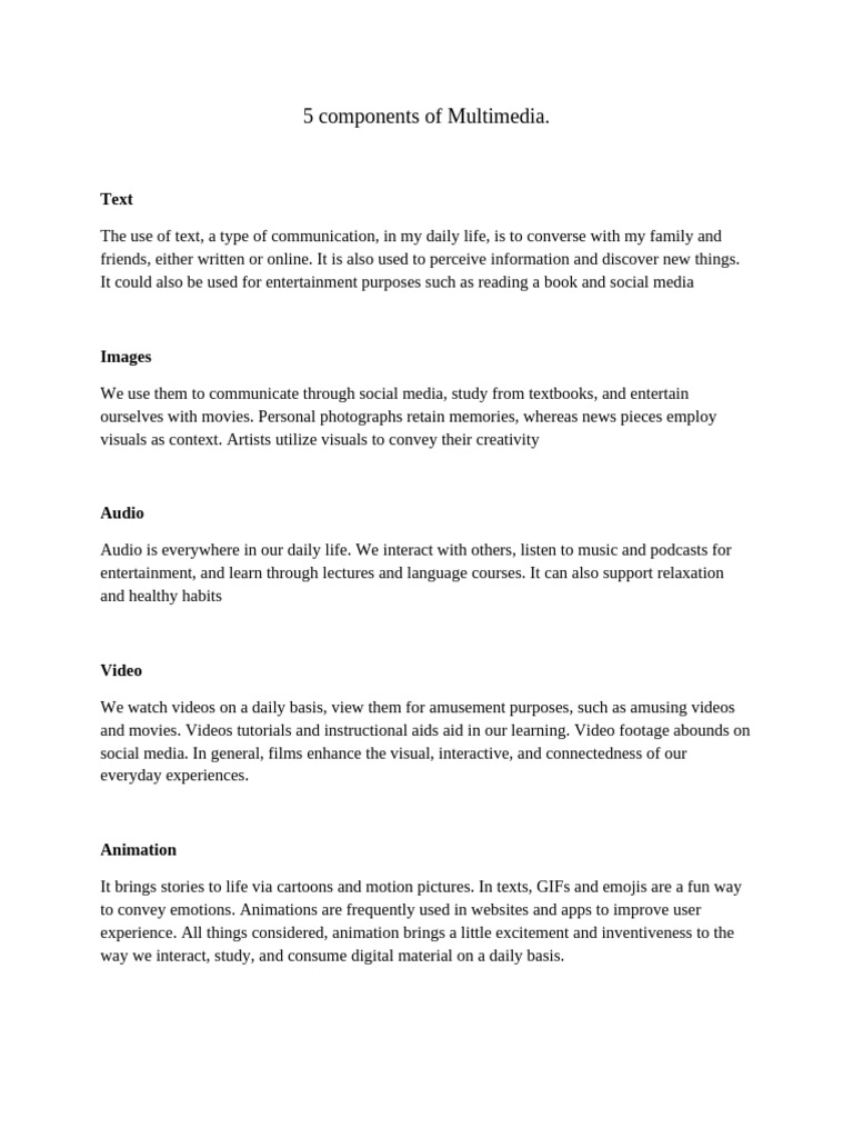 5 Components of Multimedia | PDF