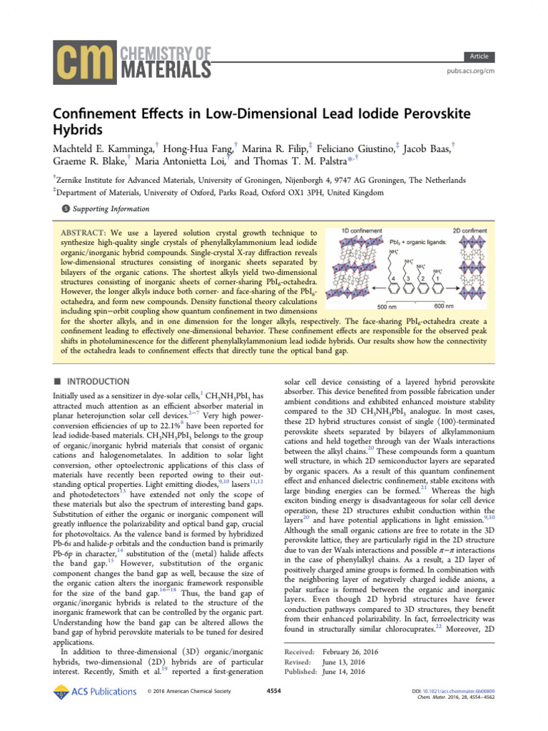Confinement Effects in Lead Iodide Perovskites | PDF | Band Gap ...