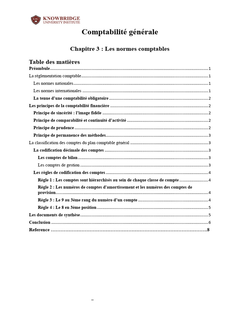 Normes Comptables et Principes de Base | PDF | Comptabilité analytique ...