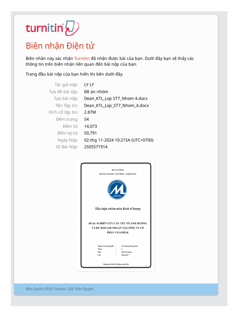 Biên Nhận - Dean - KTL - Lop ST7 - Nhom 4 | PDF