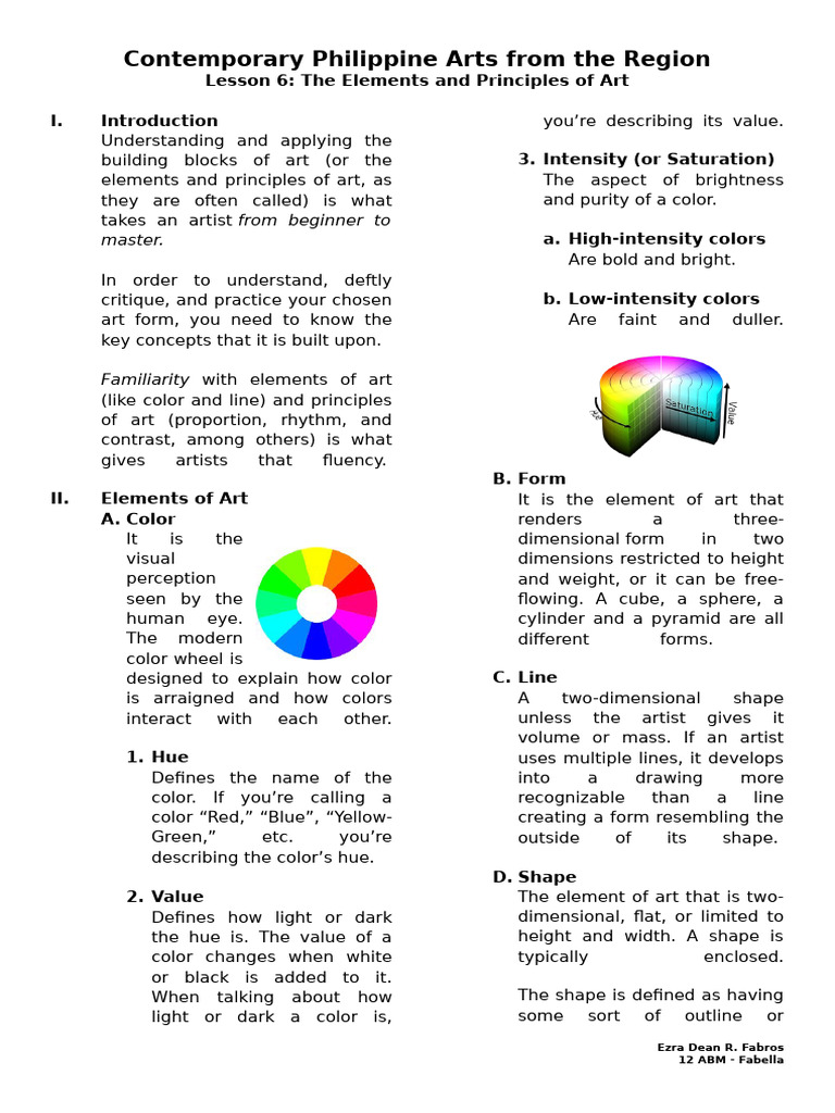 6 - The Elements and Principles of Art | PDF | Composition (Visual Arts) | Color