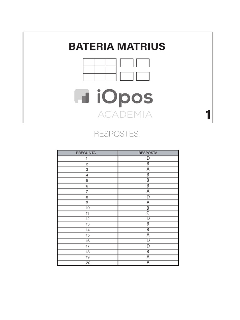 Bateria 20 Matrius RESPUESTAS | PDF