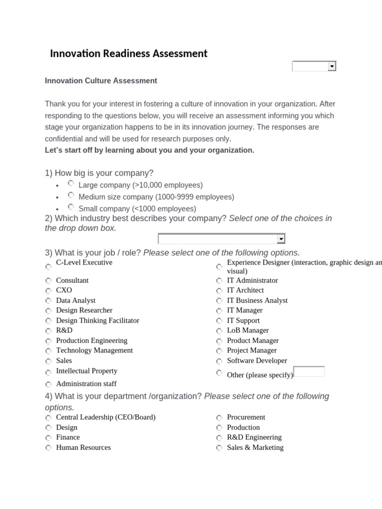 Innovation Readiness Assessment Guide | PDF