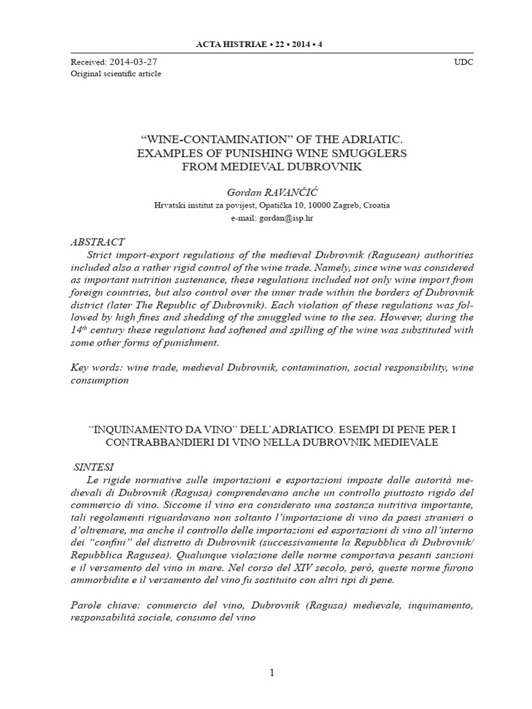 2014 - Wine-Contamination - Acta Histriae | PDF | Wine