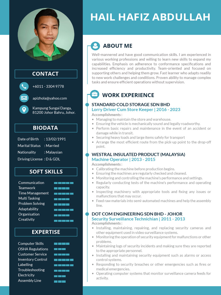 Hail Hafiz Bin Abdullah CVCL | PDF