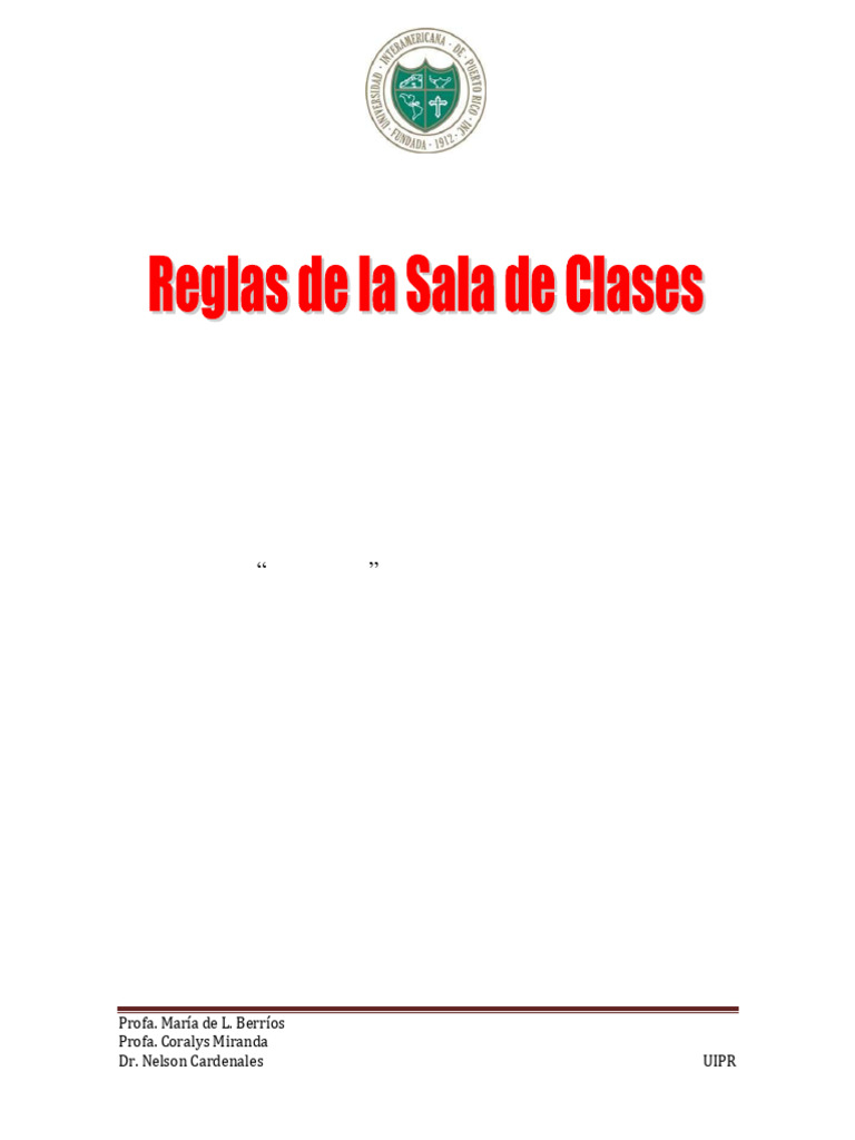 Reglas de La Sala de Clases | PDF