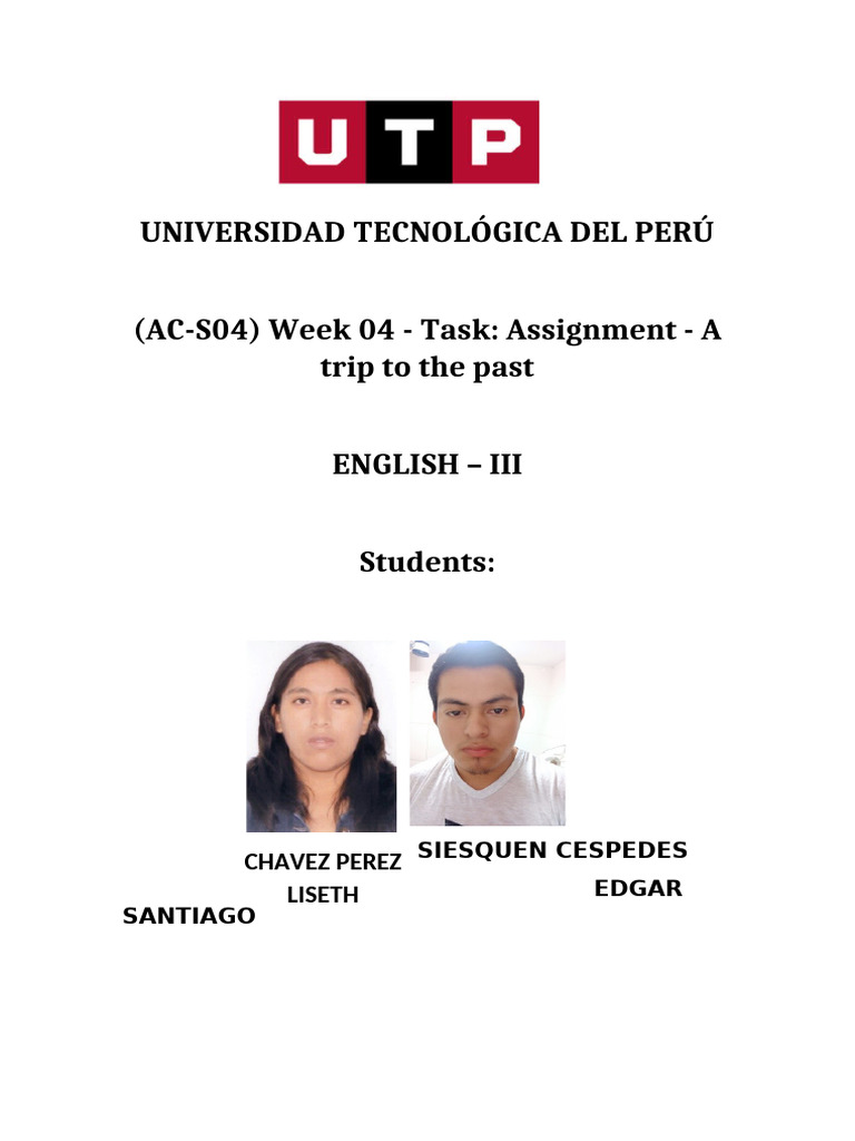 Week 04 - Task Assignment - A Trip To The Past | PDF