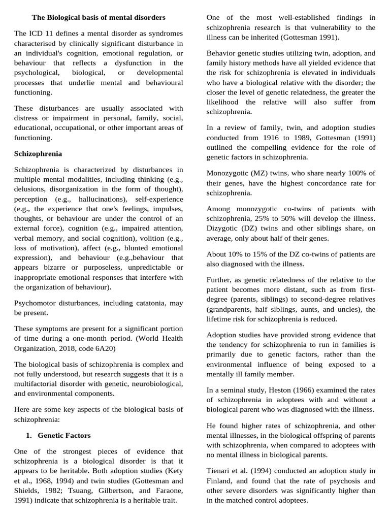 ed Biological basis of mental disorders | PDF | Dopamine | Anxiety