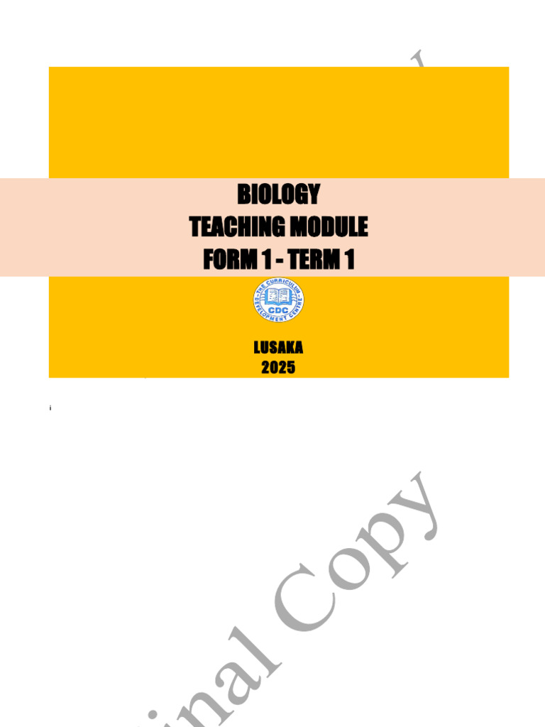Biology Teaching Module Form 1 - Term 1 (FINAL CDC) | PDF | Scientific ...