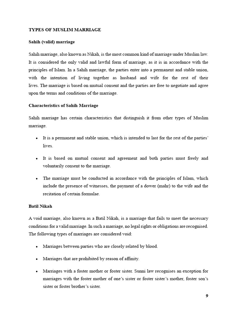 Types of Muslim Marriage | PDF | Marriage | Islamic Jurisprudence