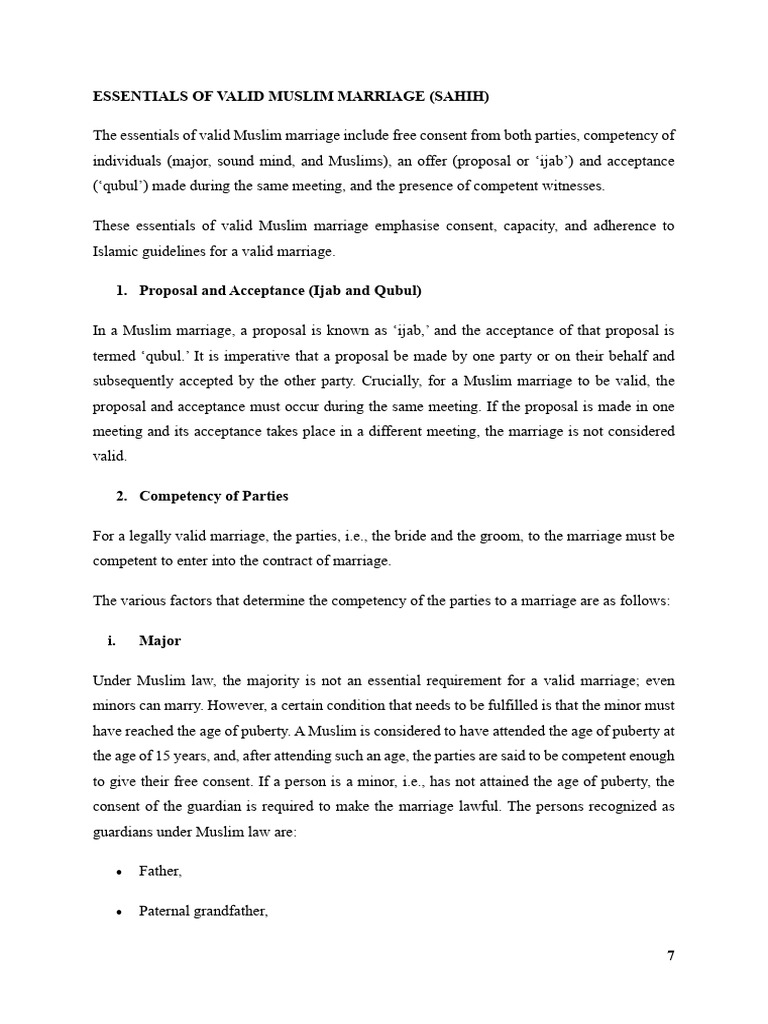 Essentials of Valid Muslim Marriage | PDF | Marriage | Social Institutions