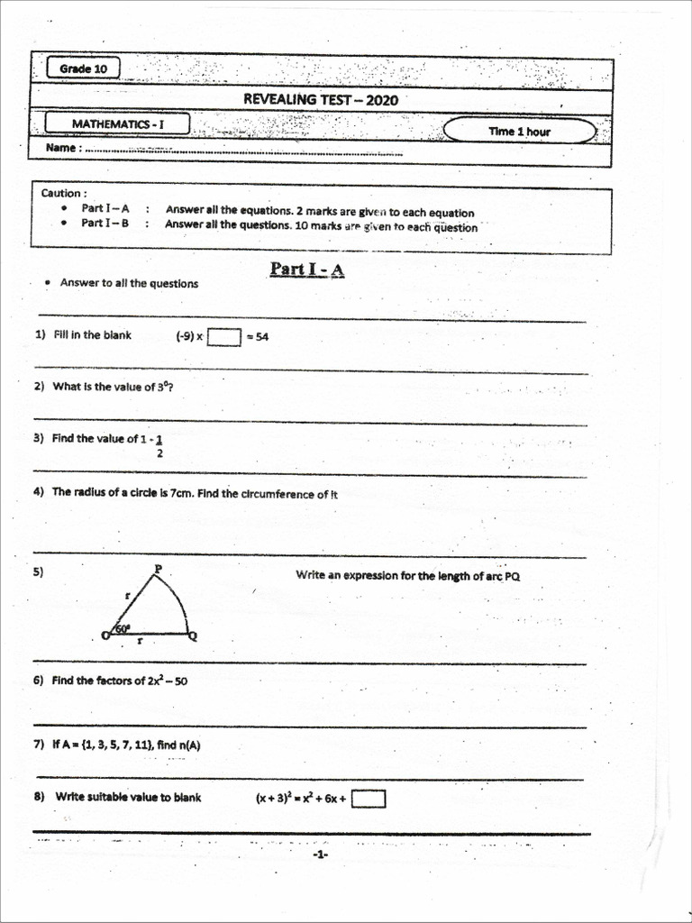 2020 Grade 10 Maths Third Term Paper English Medium Eastern Province | PDF