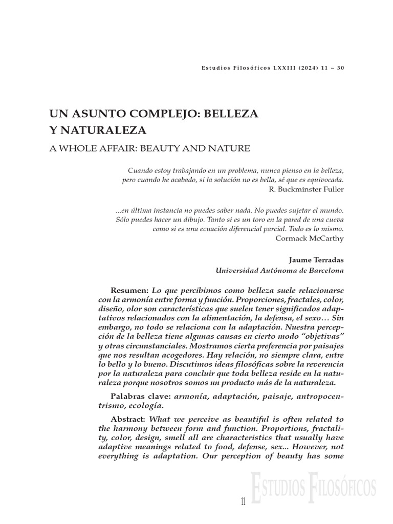Belleza y Naturaleza: Armonía y Función | PDF | Depredación | Baruch ...