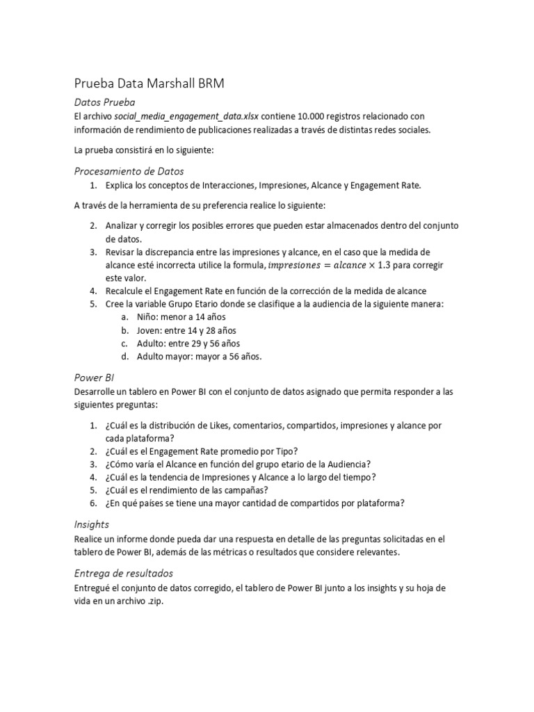 Prueba Data Marshall BRM | PDF