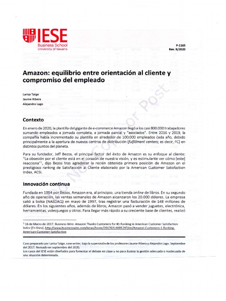 Caso Amazon Orientación Al Cliente | PDF