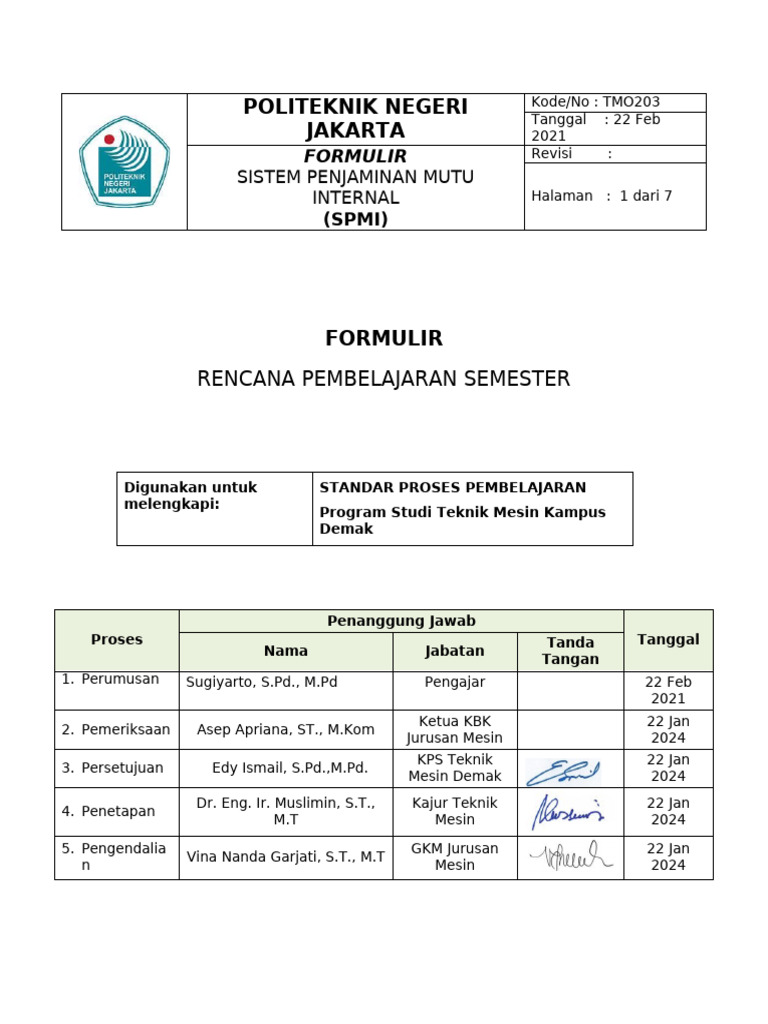 RPS Matematika Terapan II Teknik Mesin | PDF