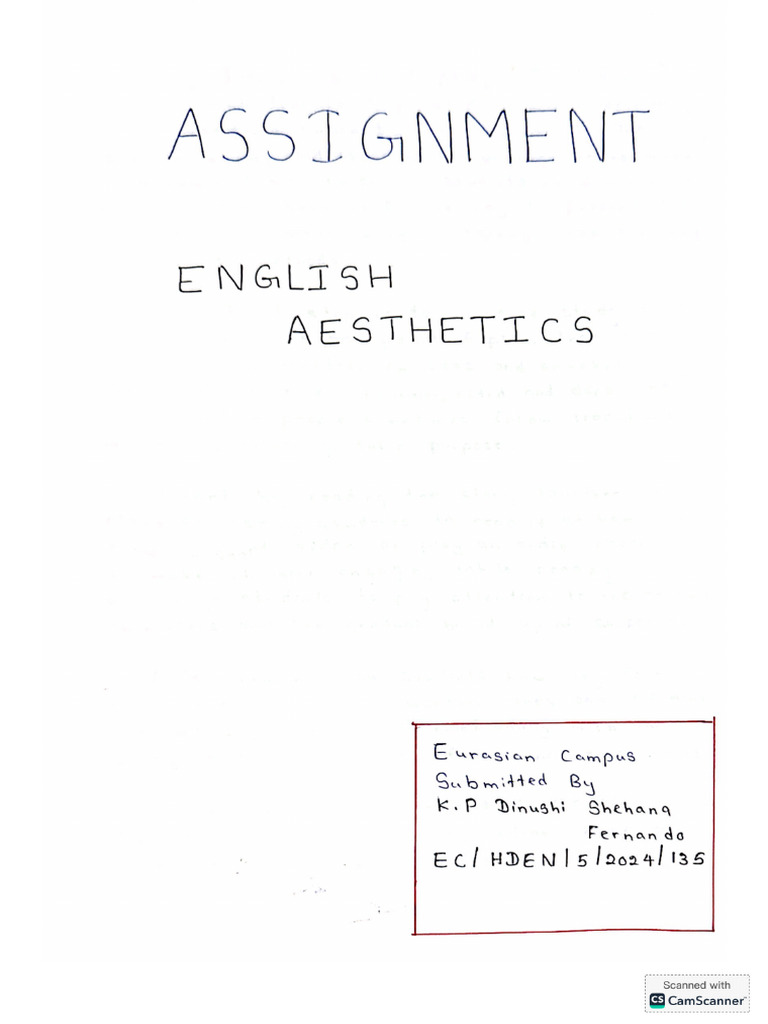 Assignment 01 English Aesthetics | PDF