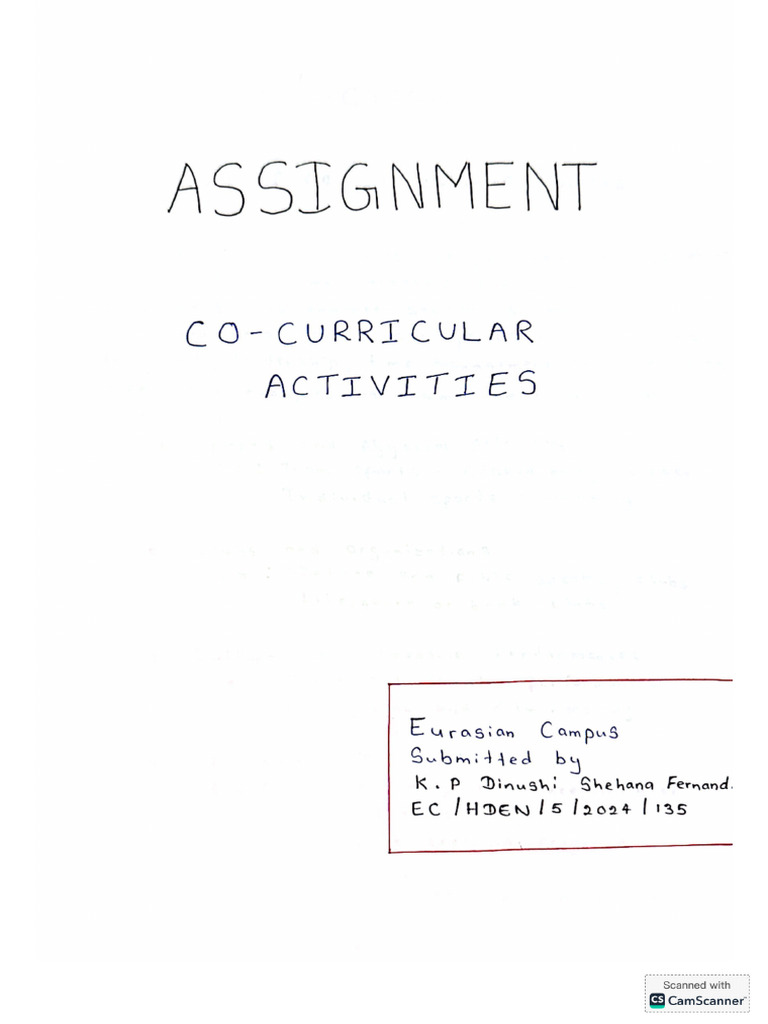 Assignment 01 Co Curricular Activities | PDF