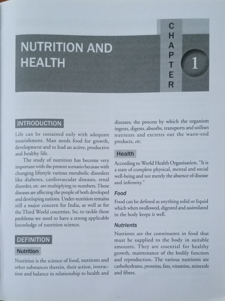 Nutrition Chapter 1,2 | PDF | Nutrition | Diet & Nutrition